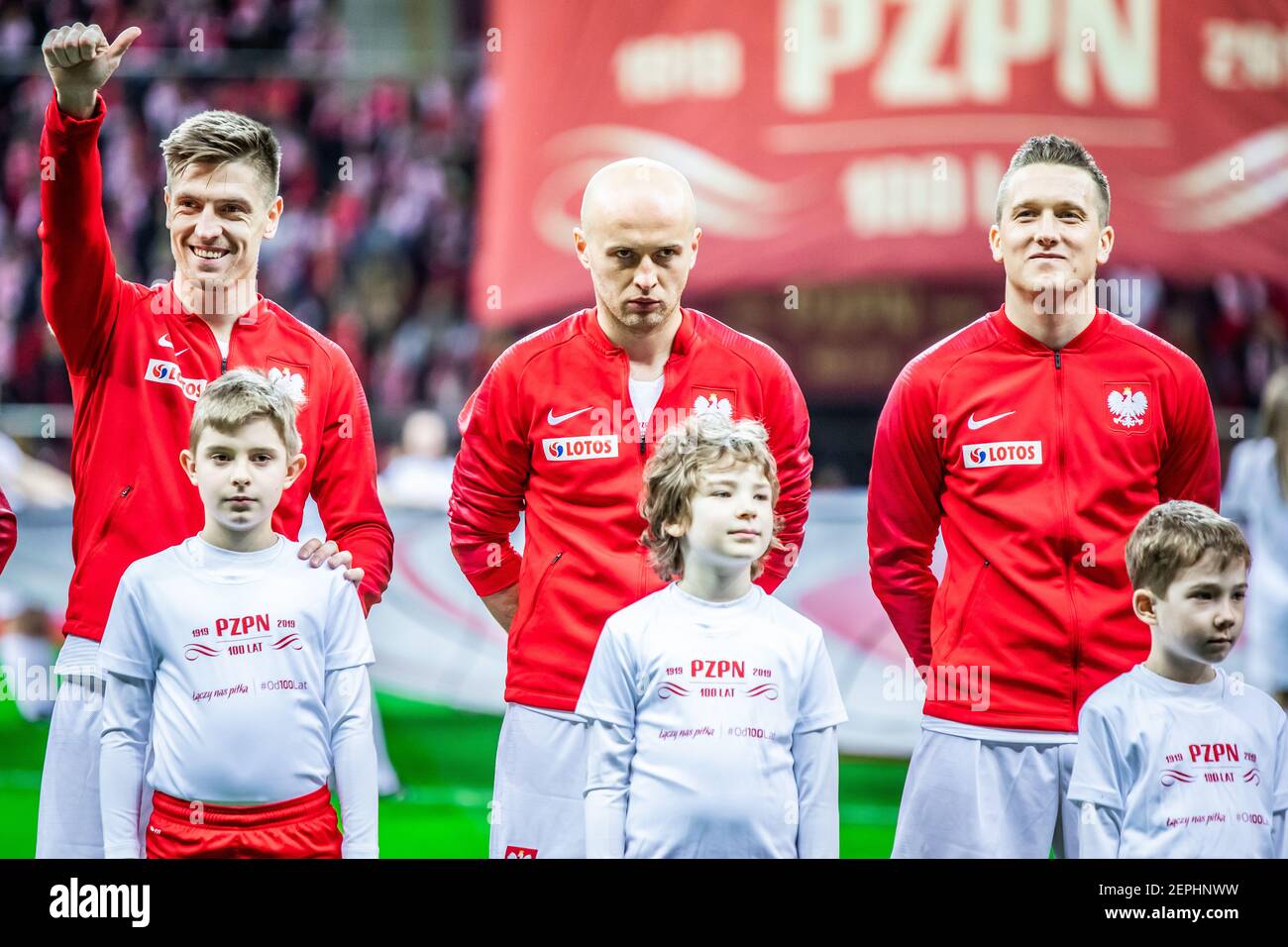 Krzysztof Piatek, Michal Pazdan and Piotr Zielinski of Poland are seen ...