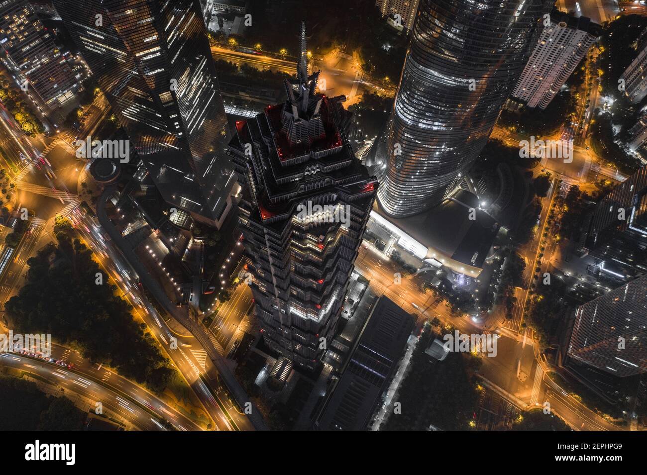 --FILE--An aerial view of Jin Mao Tower, an 88-story landmark ...
