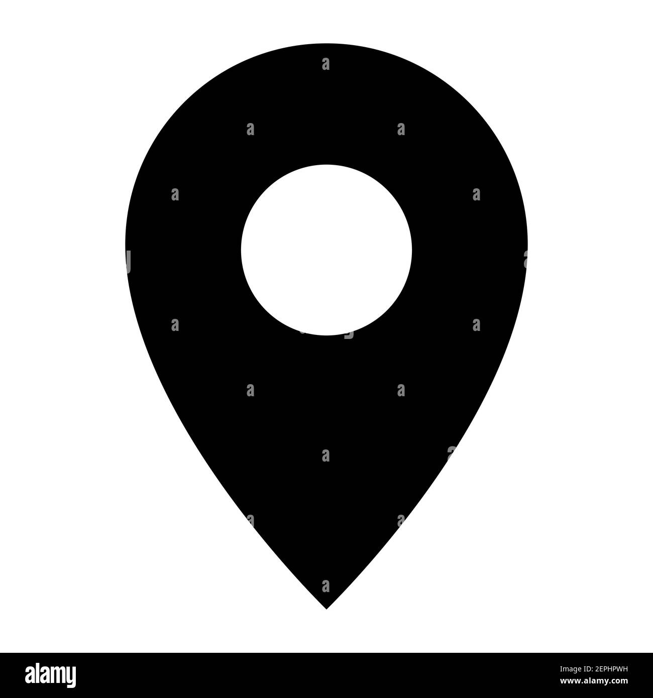 Map location icon. Long simple map mark, symbol pointer, black on white ...