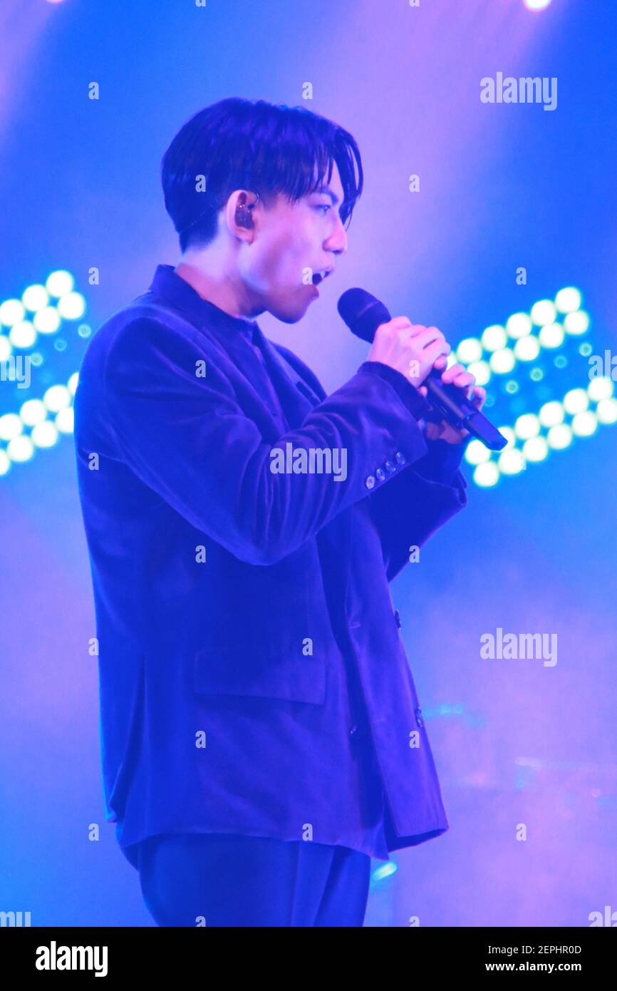 --FILE--Taiwanese singer Yoga Lin performs at his concert at Hong Kong ...