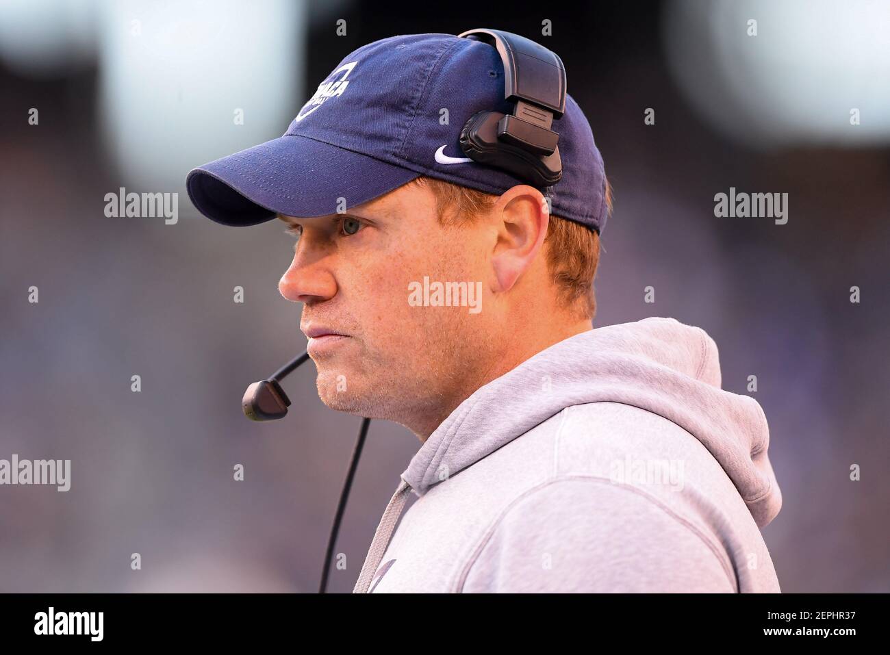 November 16, 2019: Ithaca Bombers head coach Dan Swanstrom looks on ...