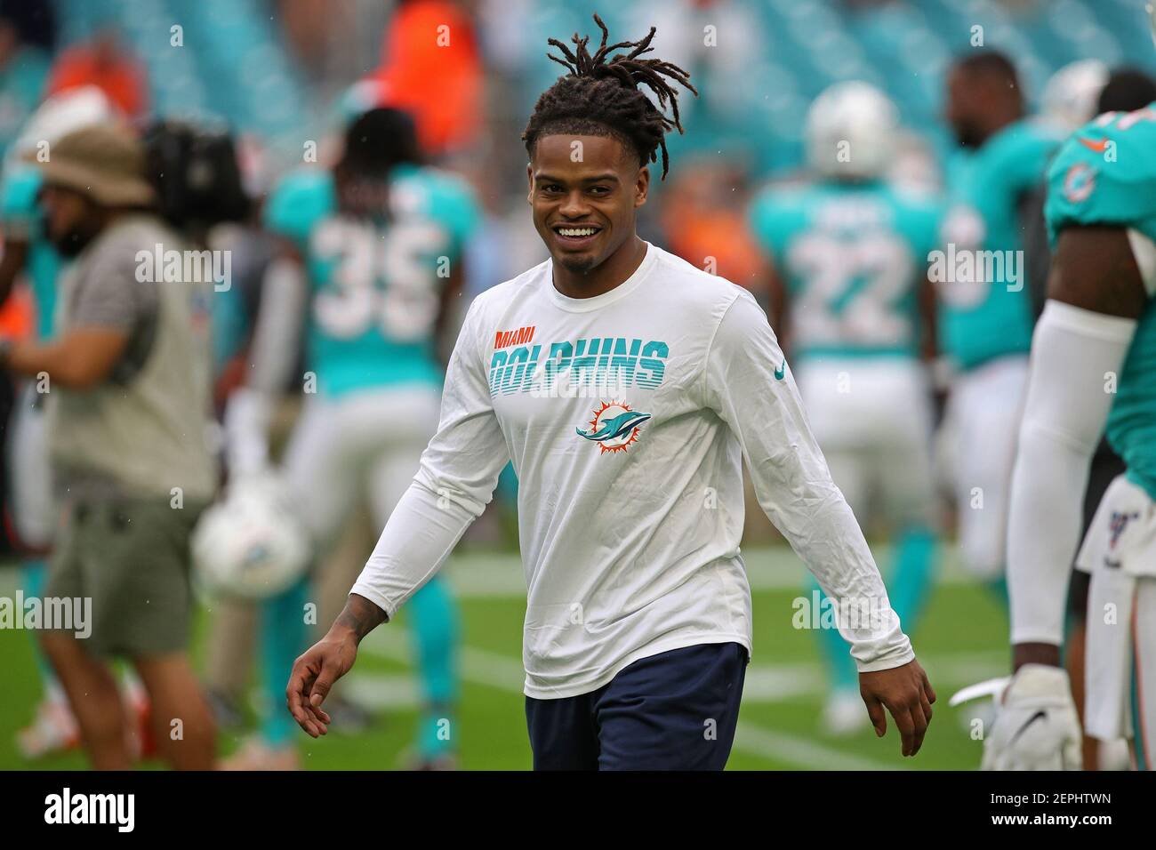 Miami Dolphins safety Bobby McCain on the field before a game against ...