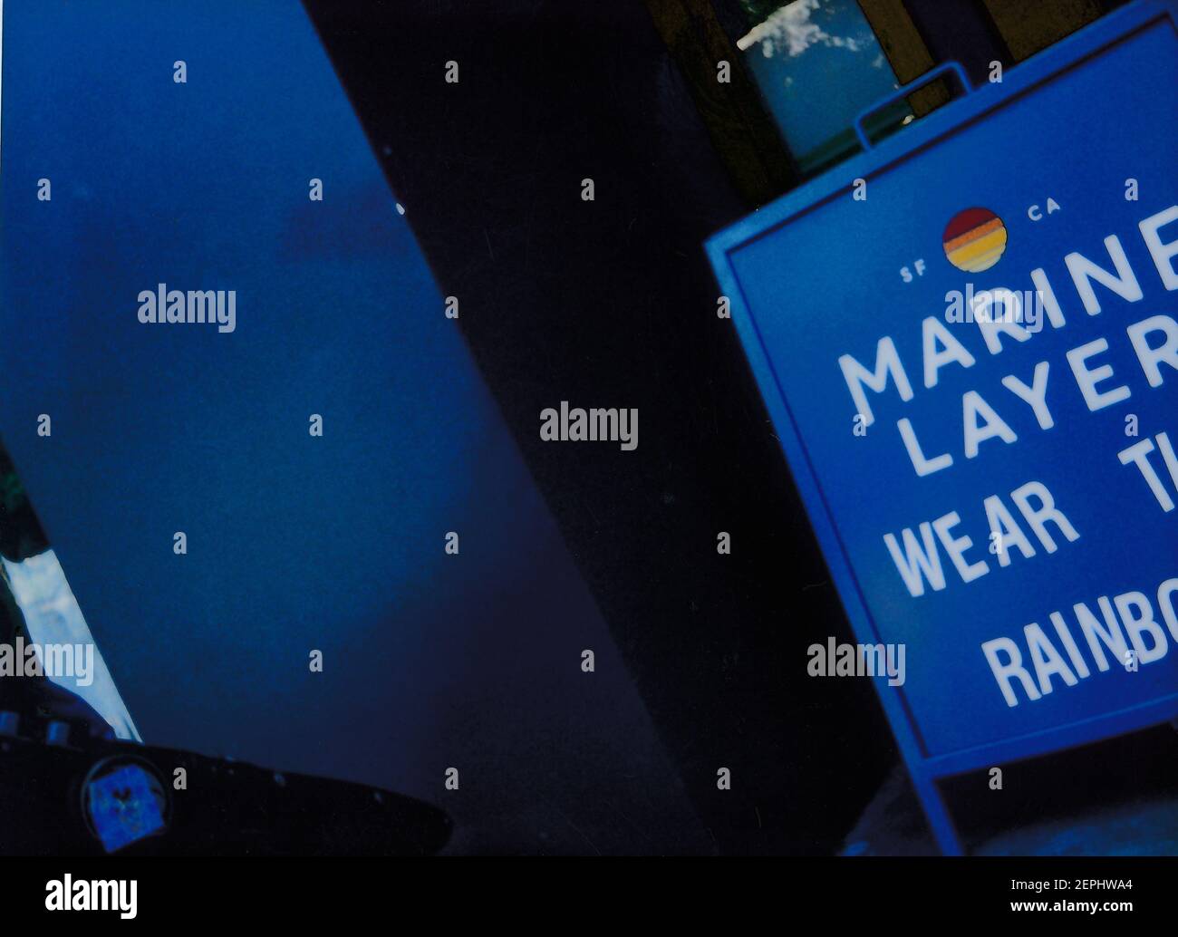 Stylized image of sign for Marine Layer retail store on Santana Row in ...