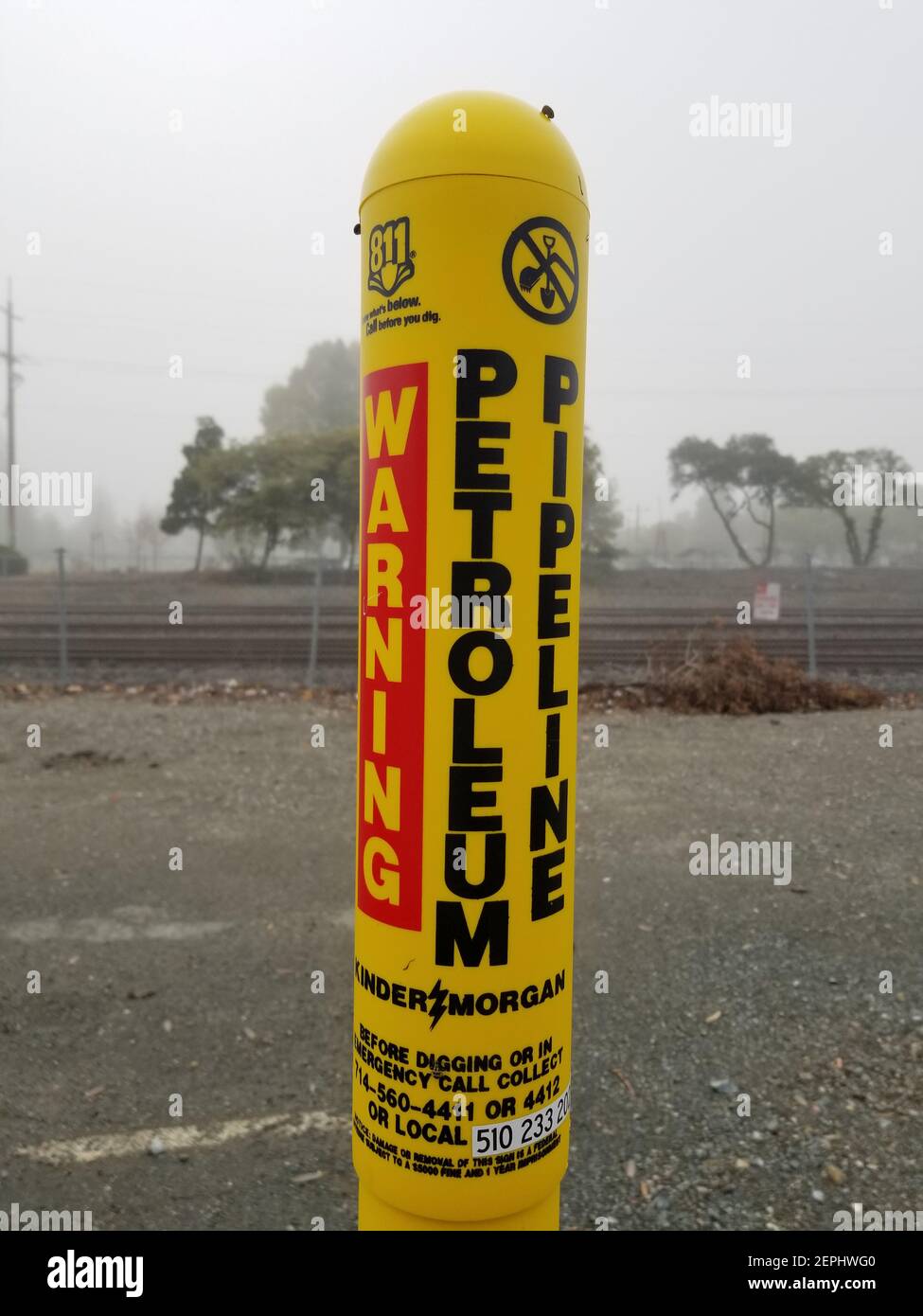 Warning sign for location of an underground petroleum pipeline operated ...