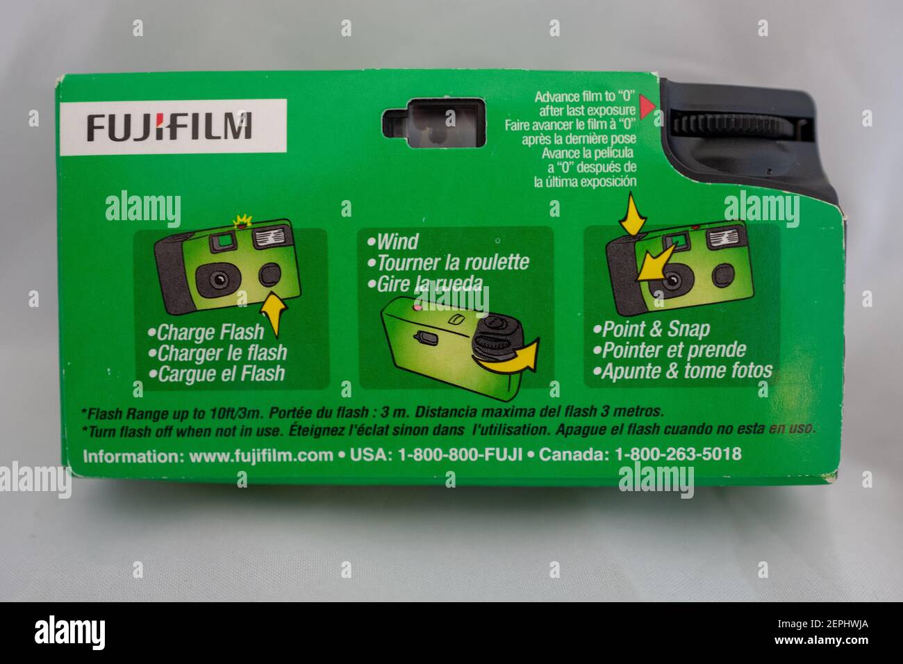 Close-up, rear view of Quicksnap disposable camera from film ...