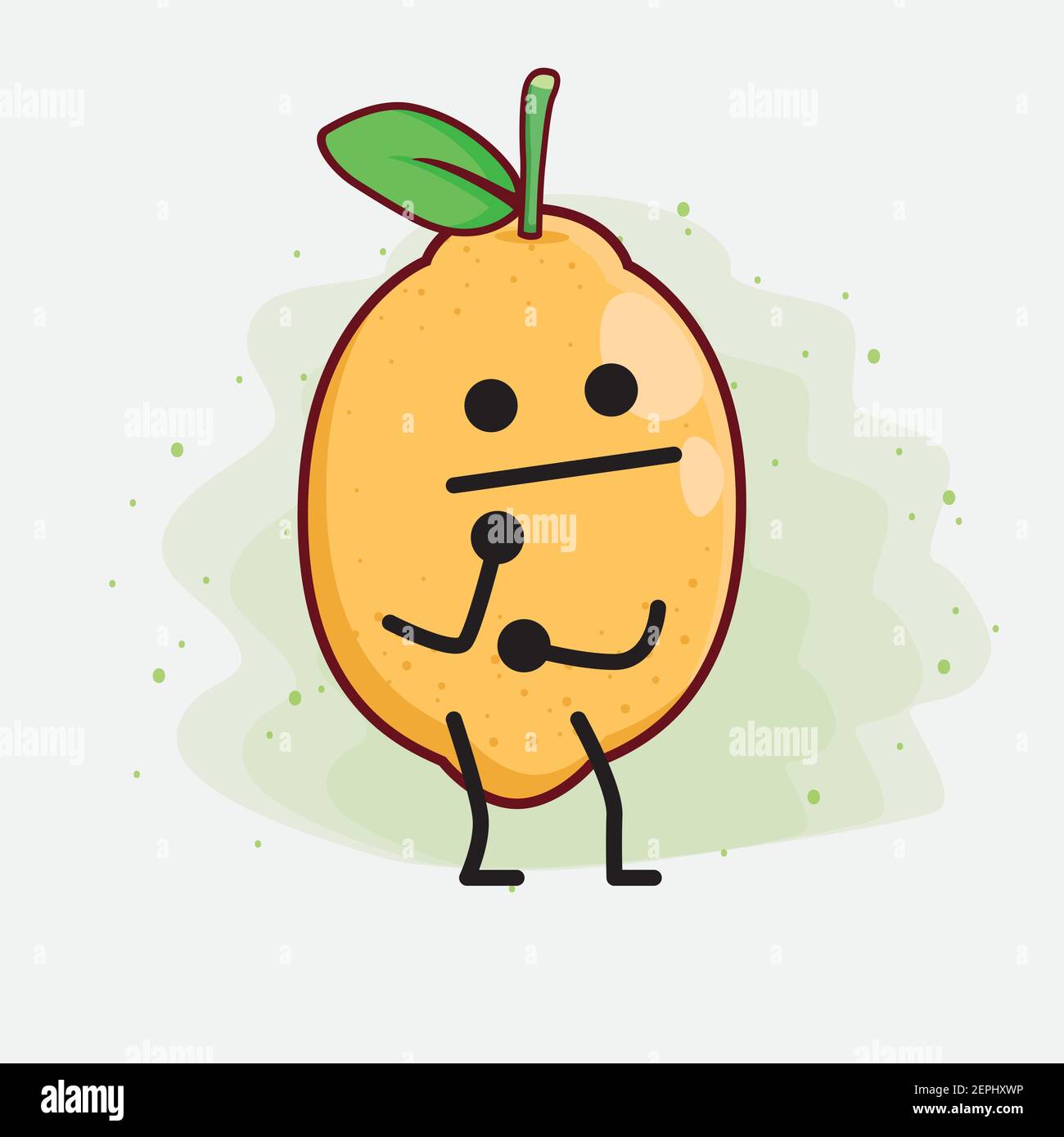 Vector Illustration of Lemon Fruit Character with cute face, simple ...