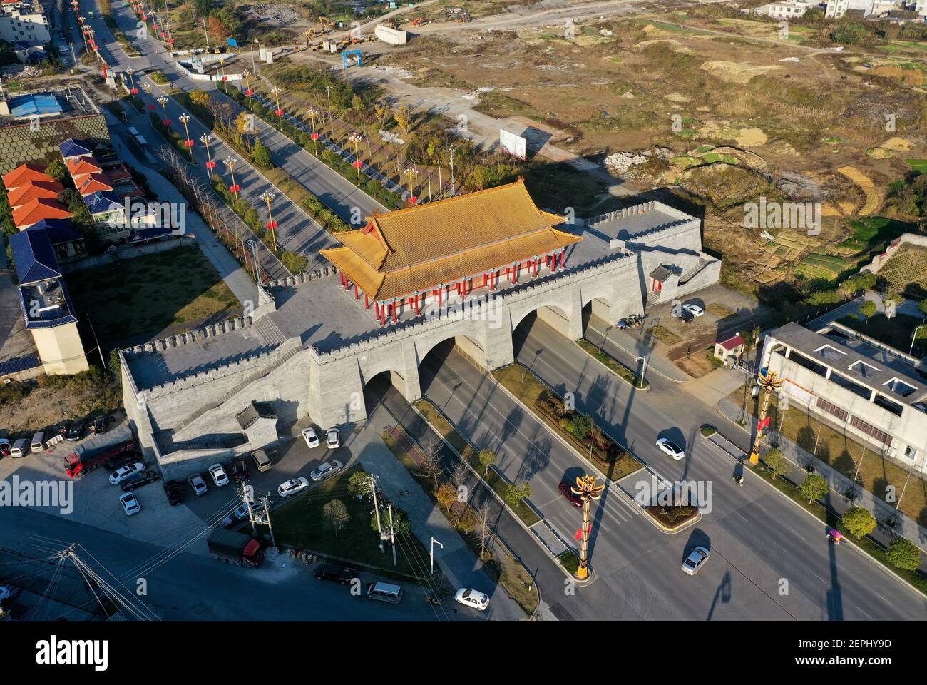 --FILE--An aerial view of various old-fashioned buildings which are in ...