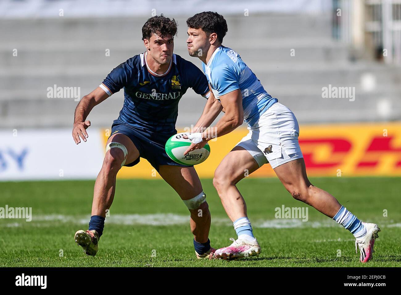 Players In action during the Madrid Rugby 7s match between Spain and ...