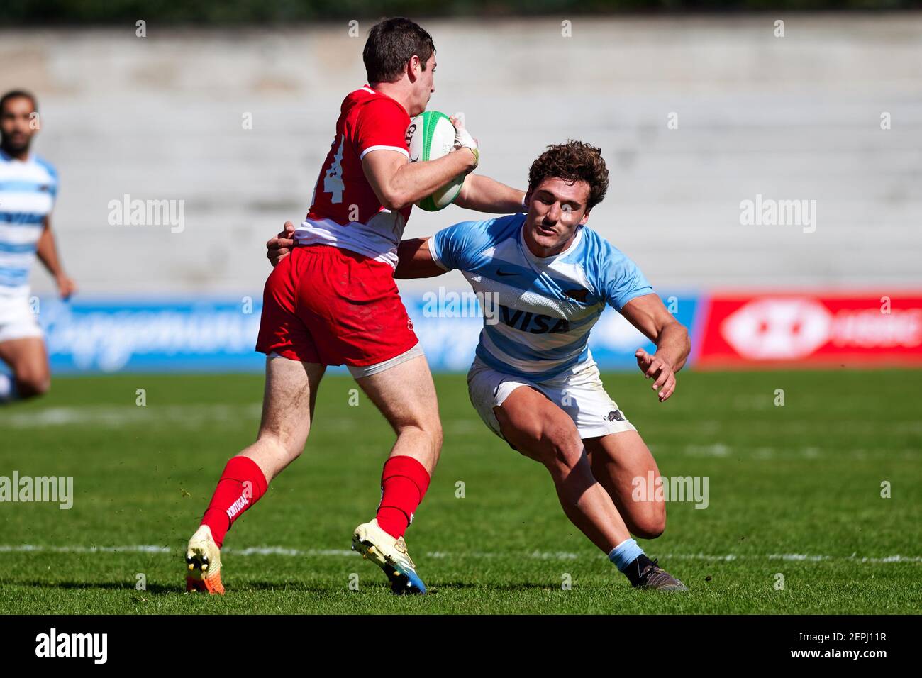 Players In action during the Madrid Rugby 7s match between Argentina ...