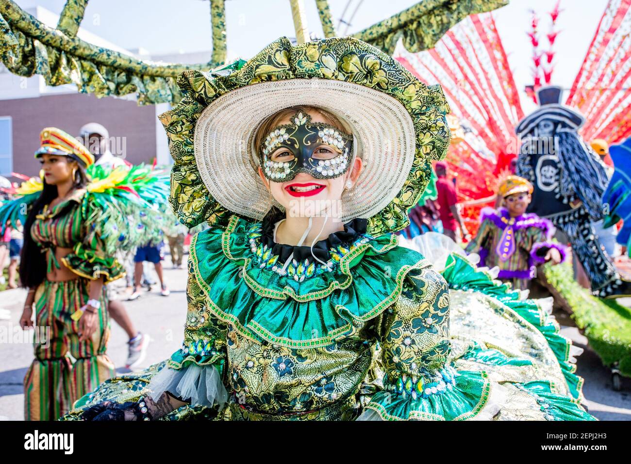 A participant parading in a colourful costume during the Toronto ...