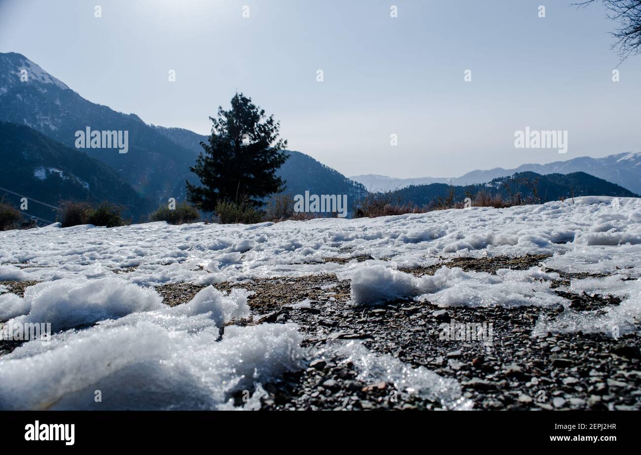 Patnitop a city of Jammu and its park covered with white snow, Winter ...
