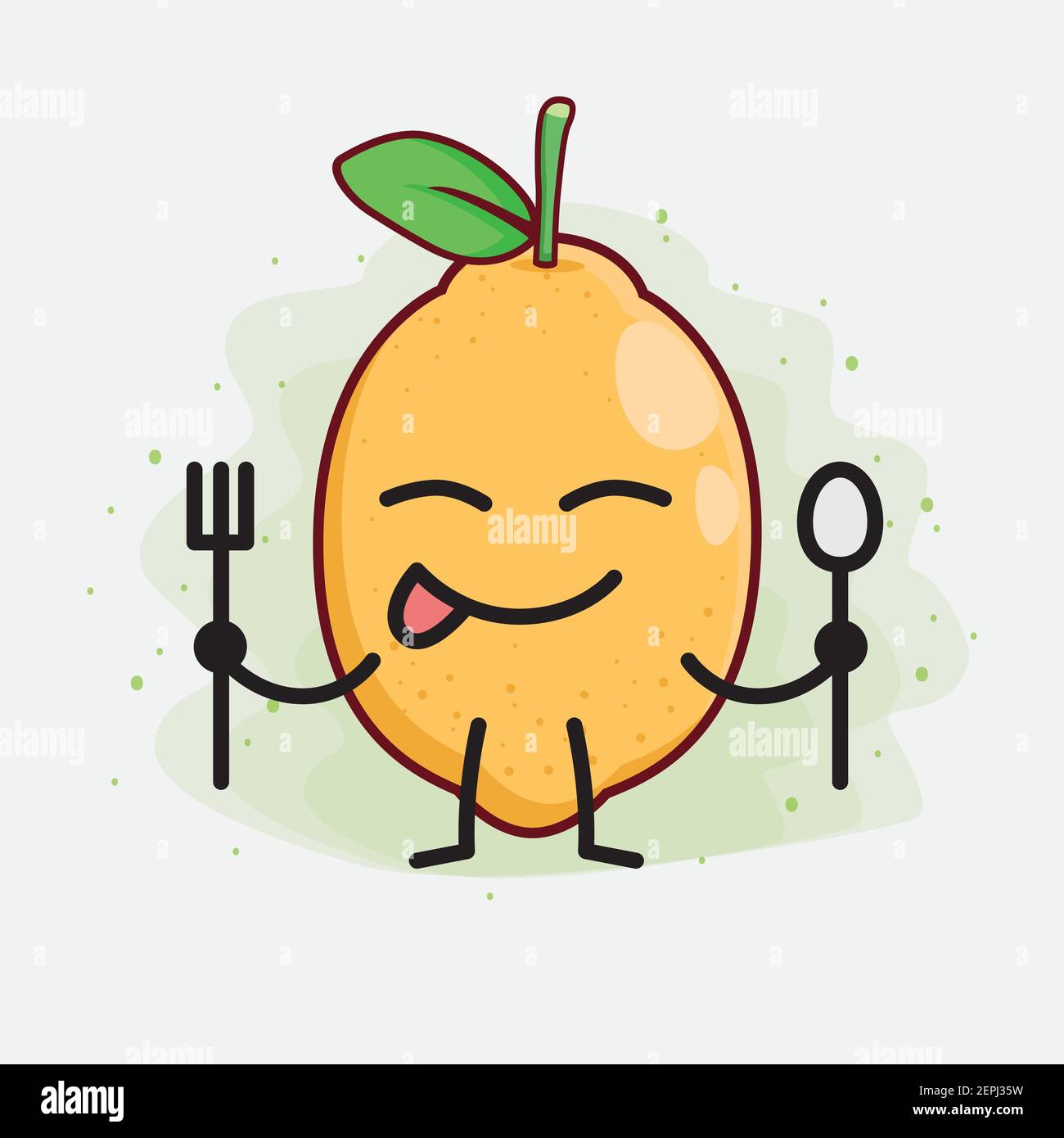 Vector Illustration of Lemon Fruit Character with cute face, simple ...