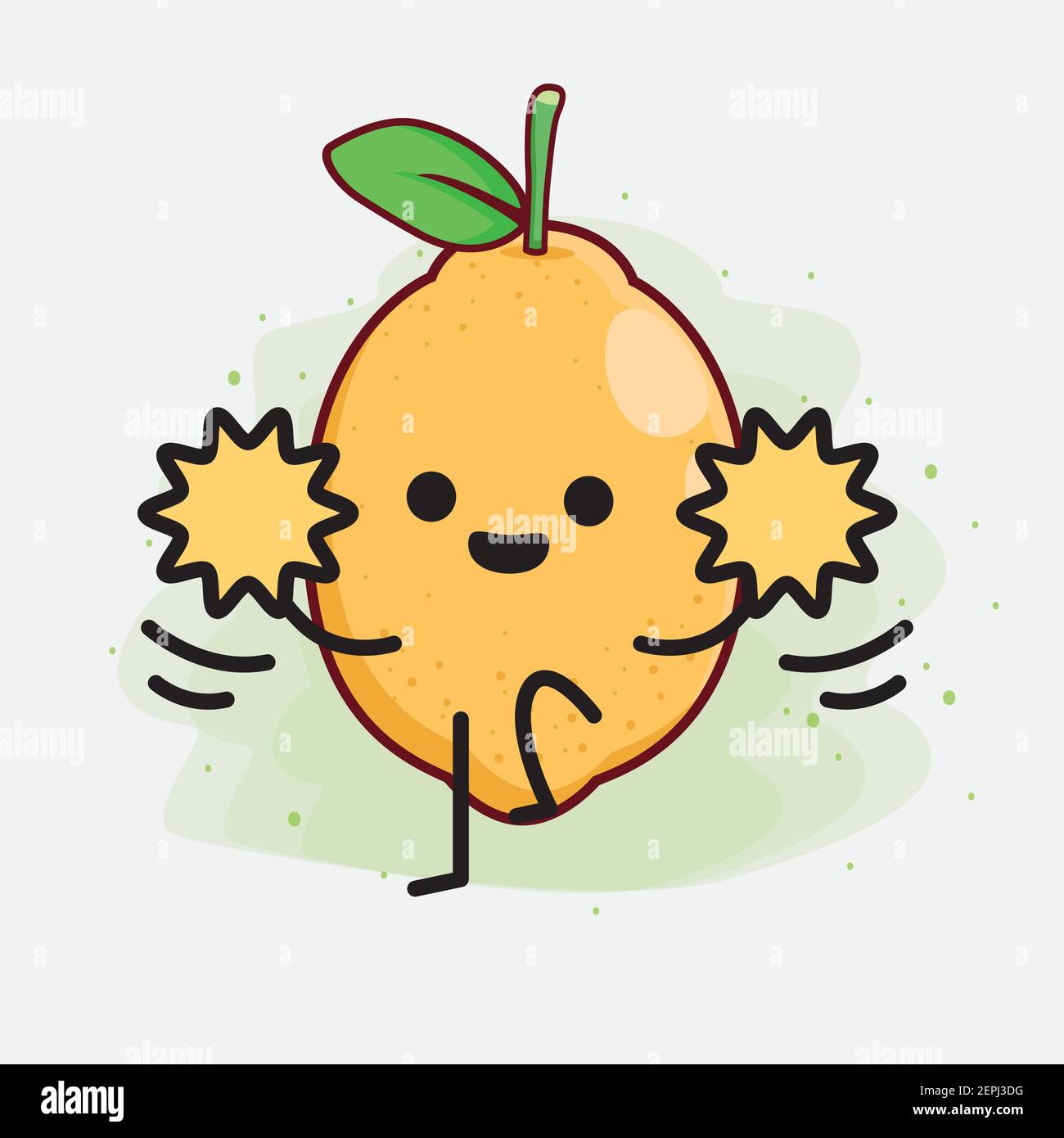 Vector Illustration of Lemon Fruit Character with cute face, simple ...