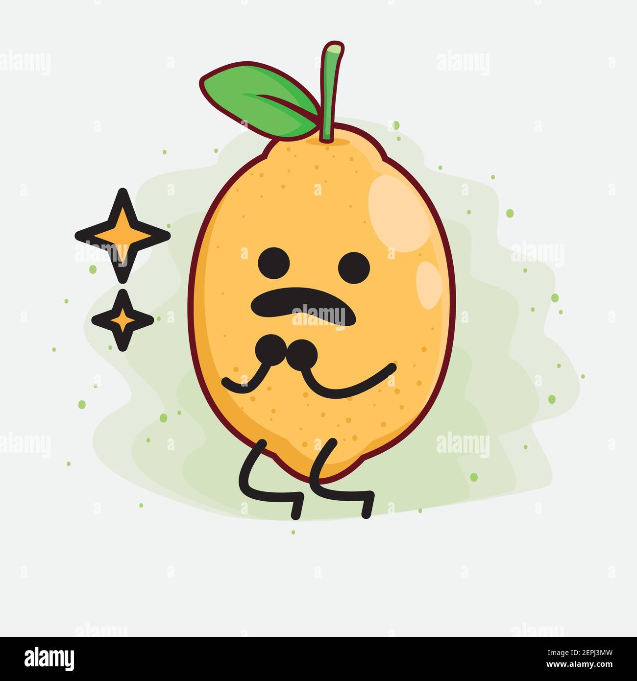 Vector Illustration of Lemon Fruit Character with cute face, simple ...