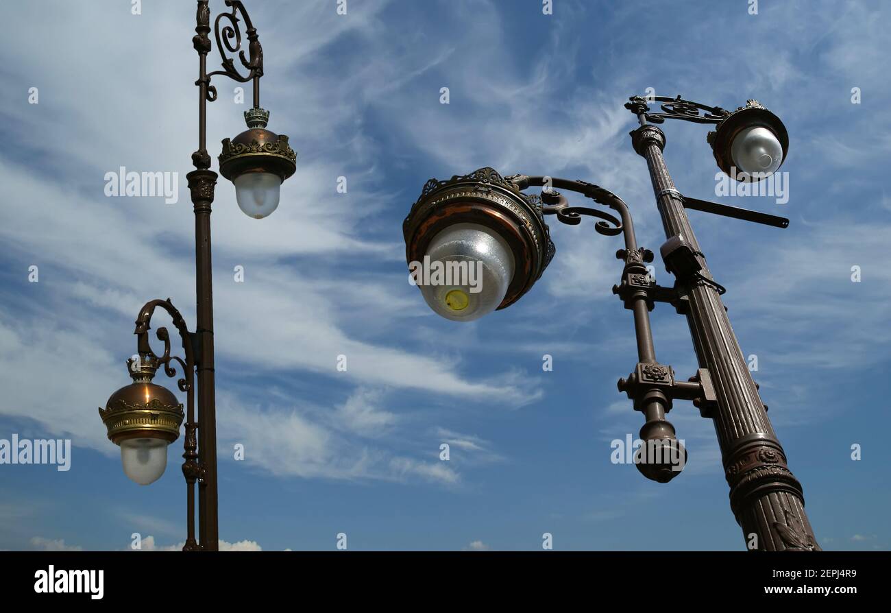 Decorative Street Light on the sky background Stock Photo - Alamy
