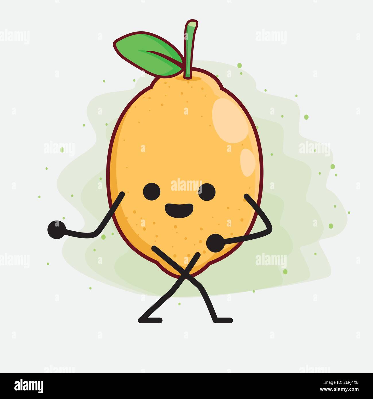 Vector Illustration of Lemon Fruit Character with cute face, simple ...