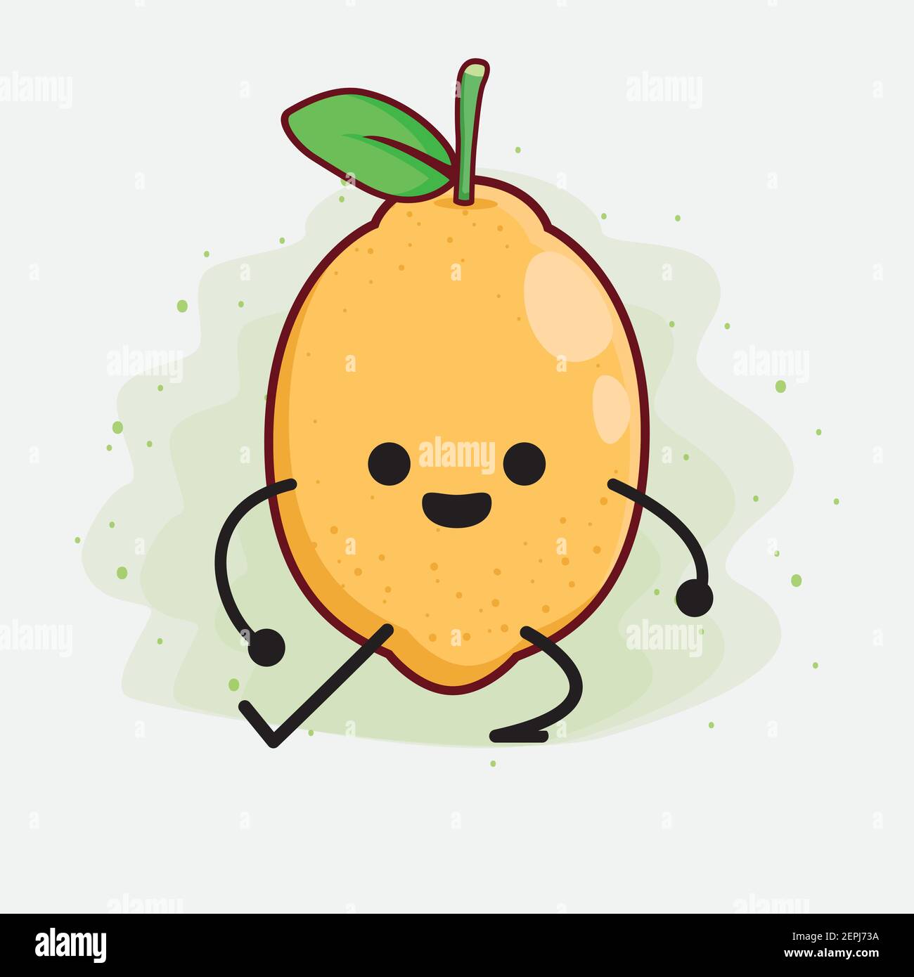 Vector Illustration of Lemon Fruit Character with cute face, simple ...