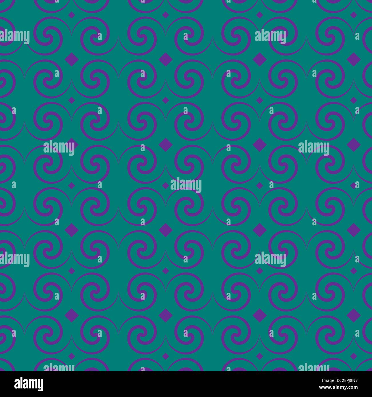 Swirl pattern with square in blue color on green background for fabric ...