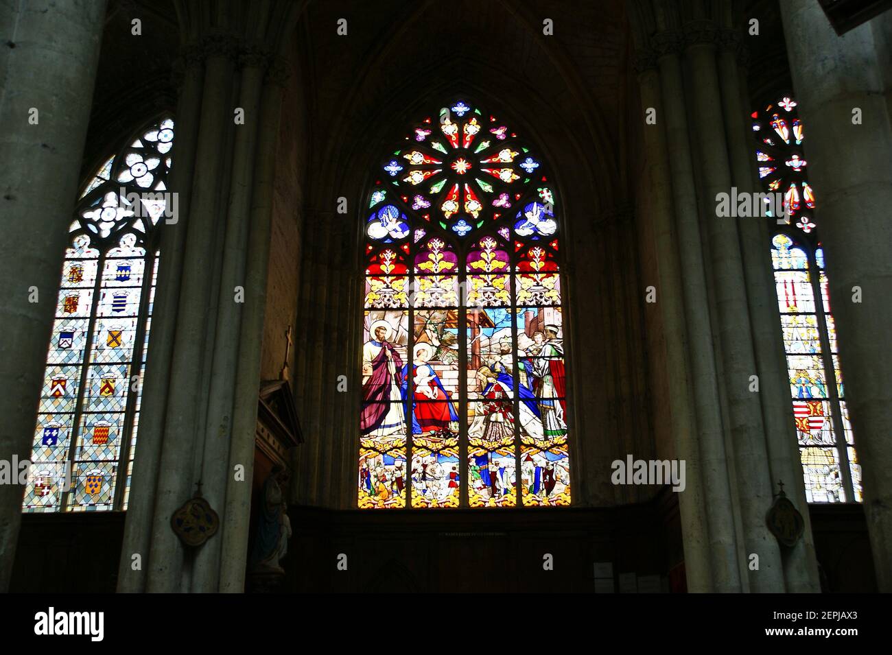 Stained Glass Window Gothic Cathedral Of Saint Gatien Built Between