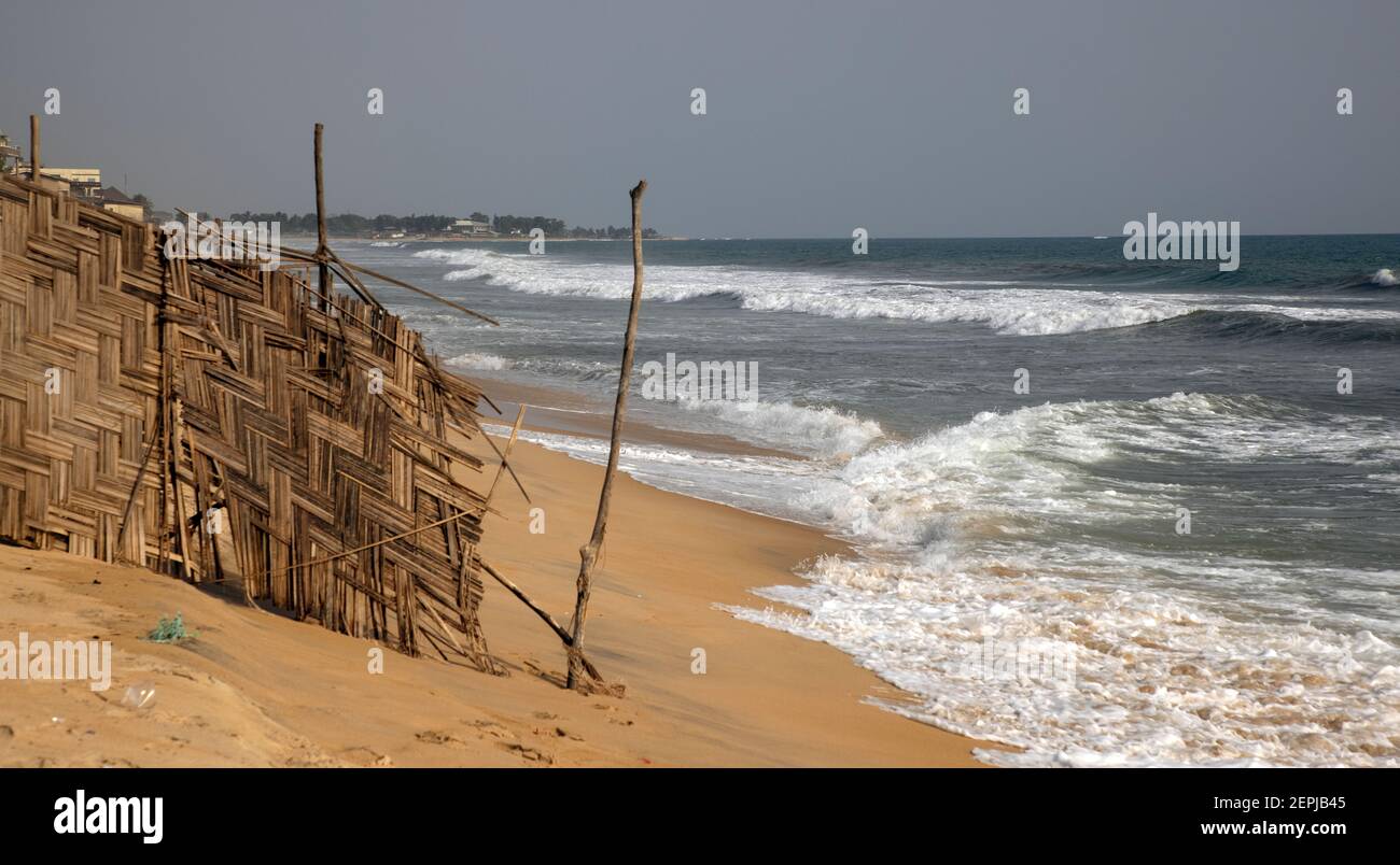 Monrovia Liberia Atlantic ocean beach trash pollution. Extreme poverty ...