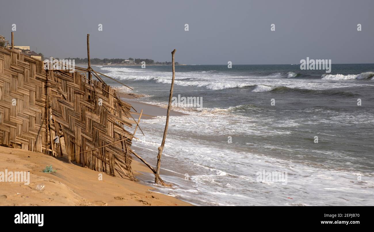 Monrovia Liberia Atlantic ocean beach trash pollution. Extreme poverty ...