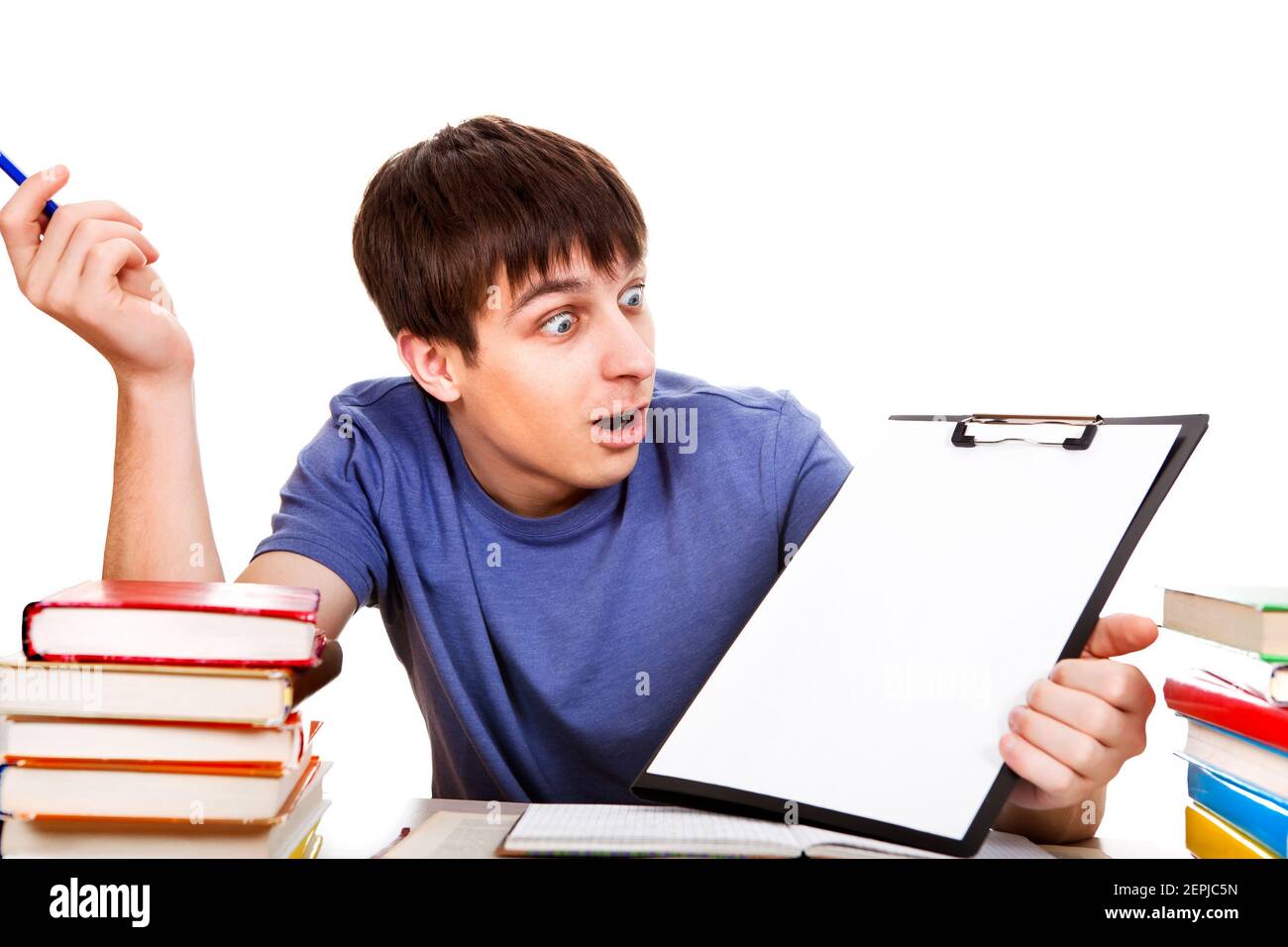 Student paper surprised hi-res stock photography and images - Alamy