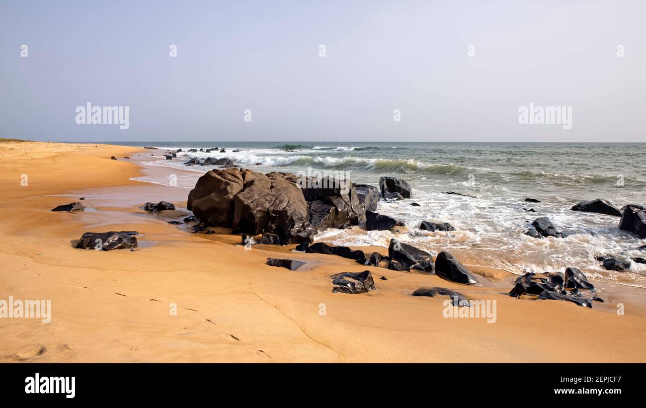 Monrovia Liberia Atlantic ocean beach trash pollution. Extreme poverty ...