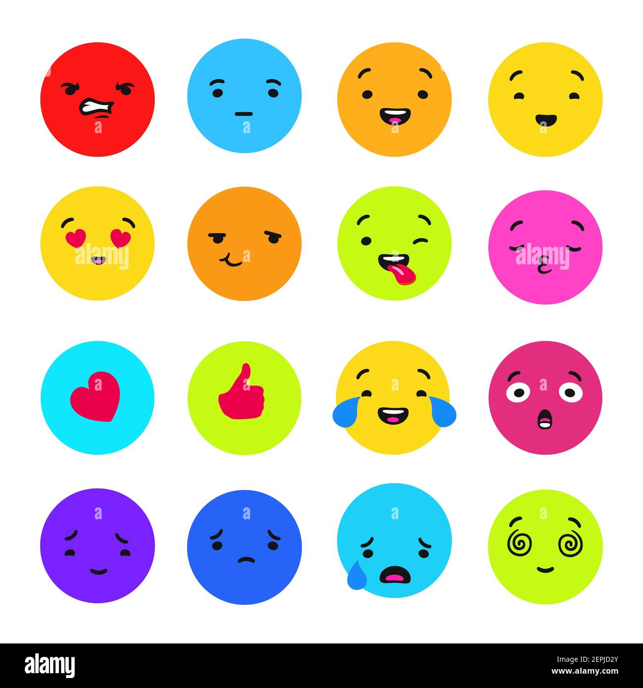 Colored emotions collection. Red anger with blue indifference and ...