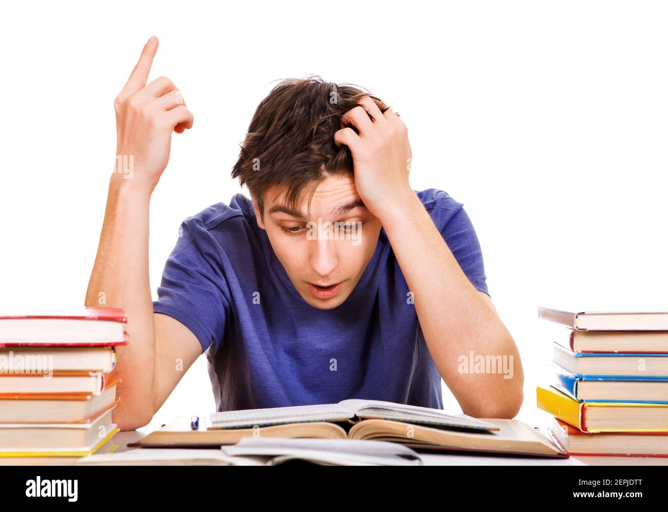 Student show Finger Up Isolated on the White Background Stock Photo - Alamy