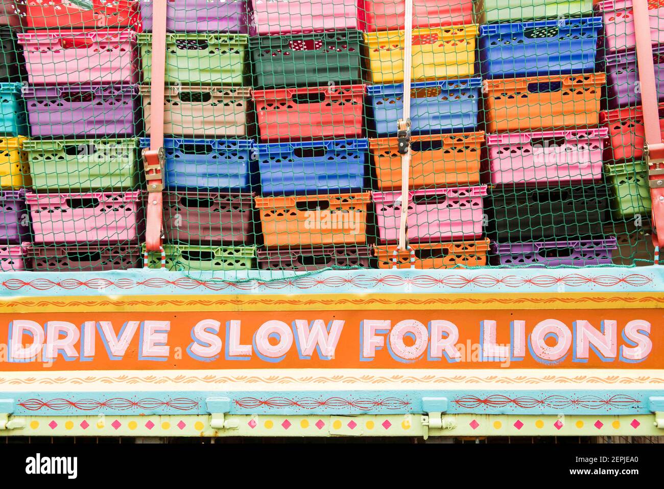General view of an Indian truck crates near the Lion enclosure during ...