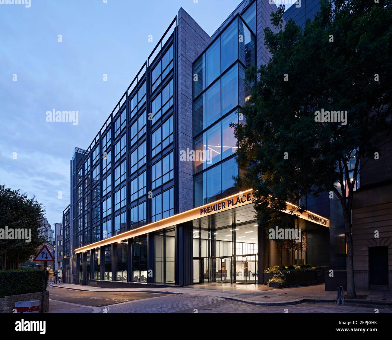 Front elevation from Devonshire Square at dusk. Premier Place, City of ...