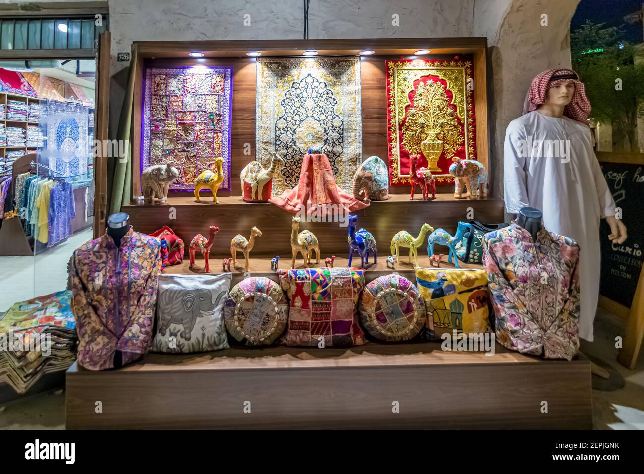 The traditional Arab style bazaar at Dubai Old Souq, DUBAI United Arab ...
