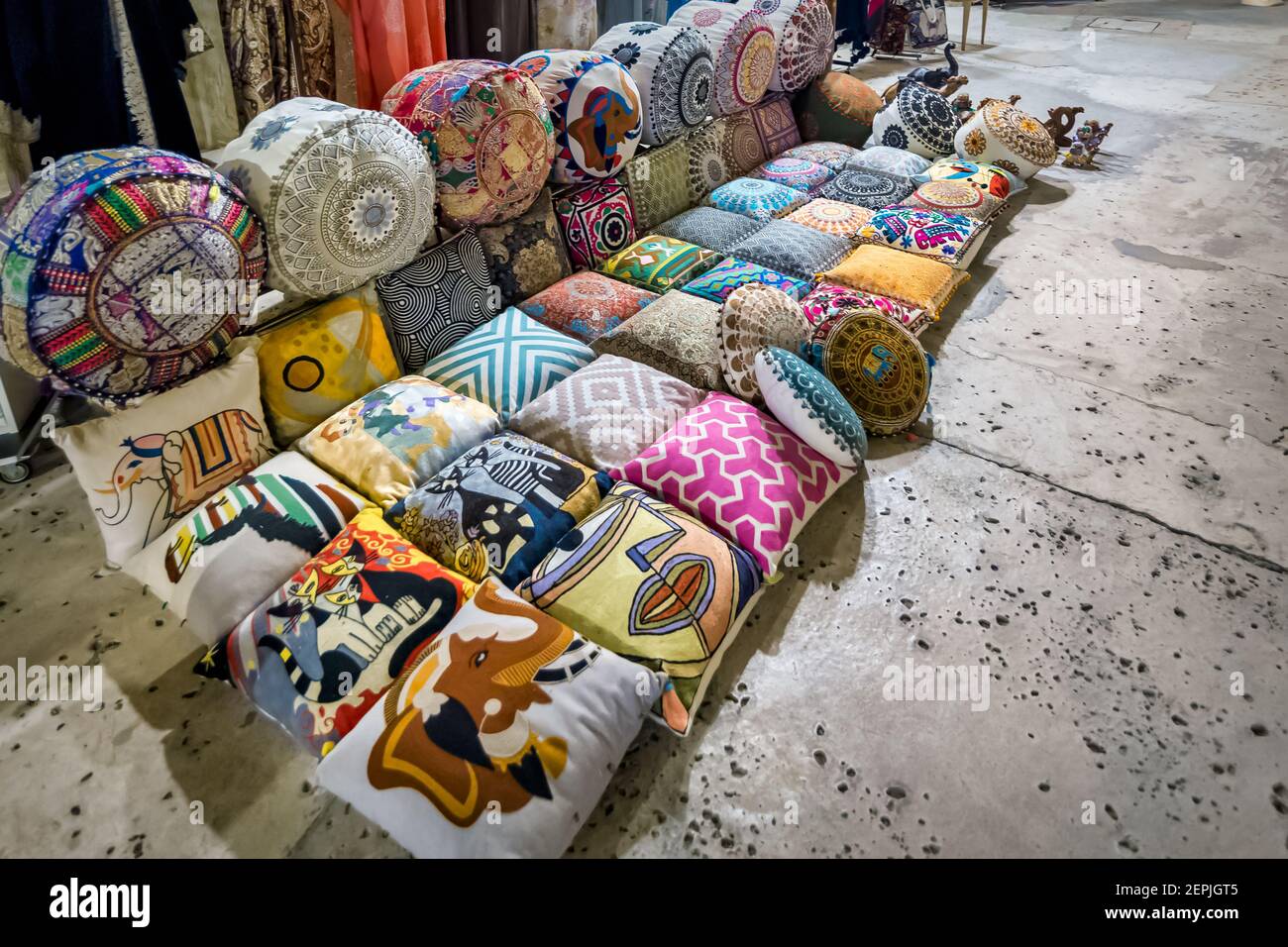 The traditional Arab style bazaar at Dubai Old Souq, DUBAI United Arab ...