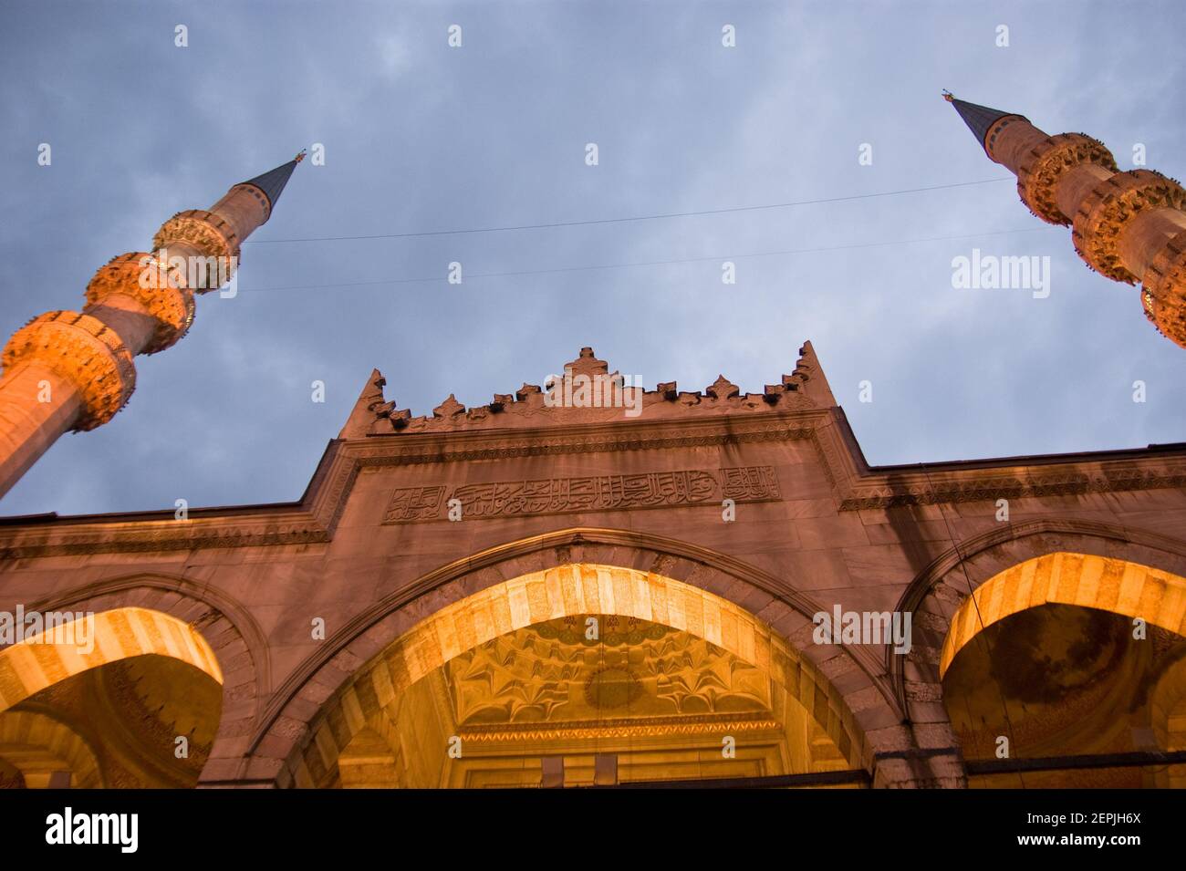 Istanbul, Turkey, the ancient Islamic minaret of the mosque Stock Photo ...