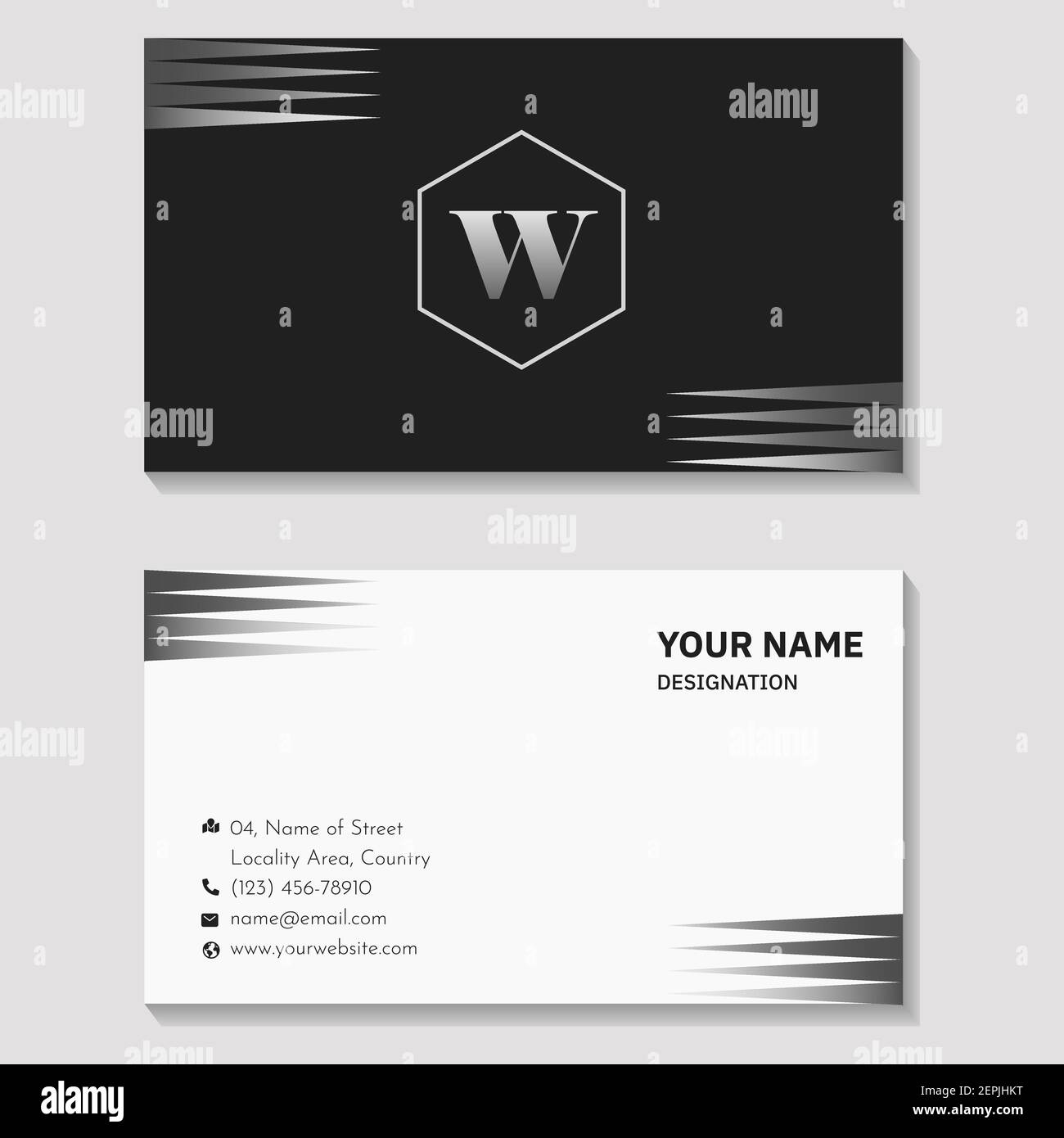 Minimal wavy gray slate color horizontal business card, name card ...