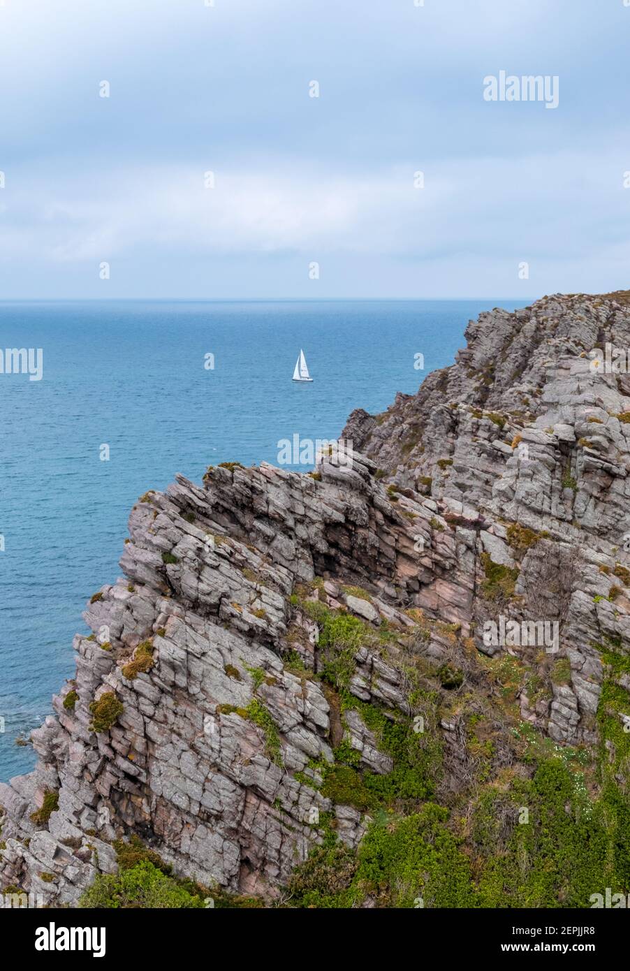Beautiful landscape of the cliffs at Erquy Cape, English channel ...