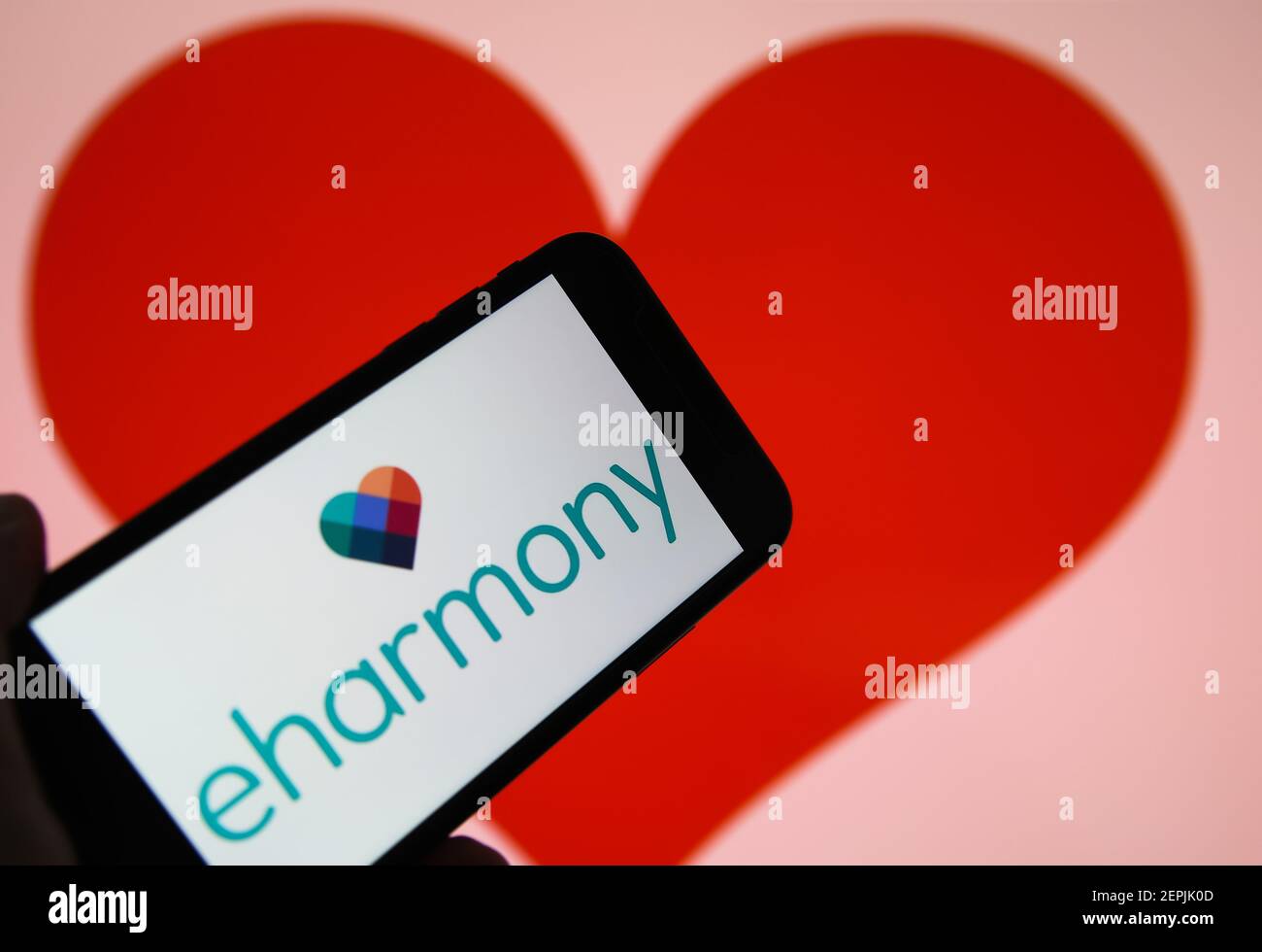 Viersen, Germany - February 9. 2021: Closeup of mobile phone screen ...