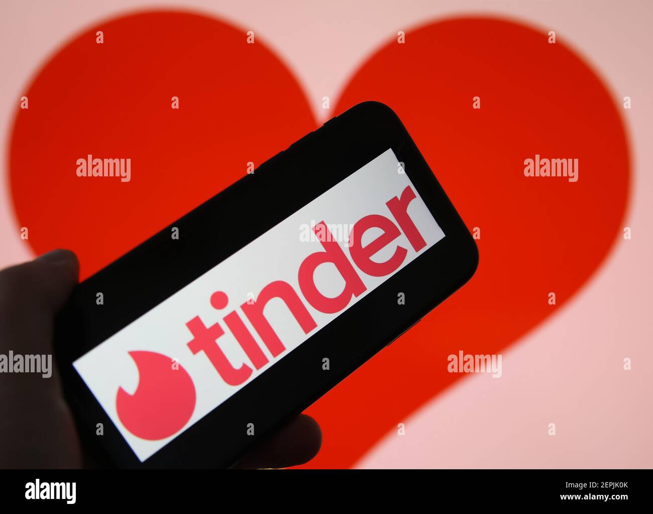 Viersen, Germany - February 9. 2021: Closeup of mobile phone screen ...