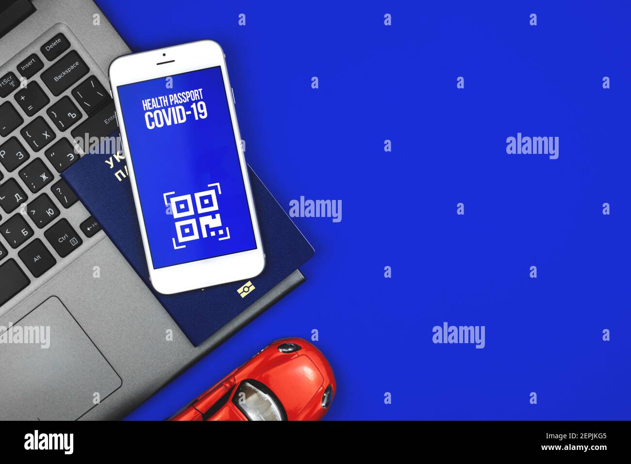 Health passport with QR code, application for testing people, travel ...