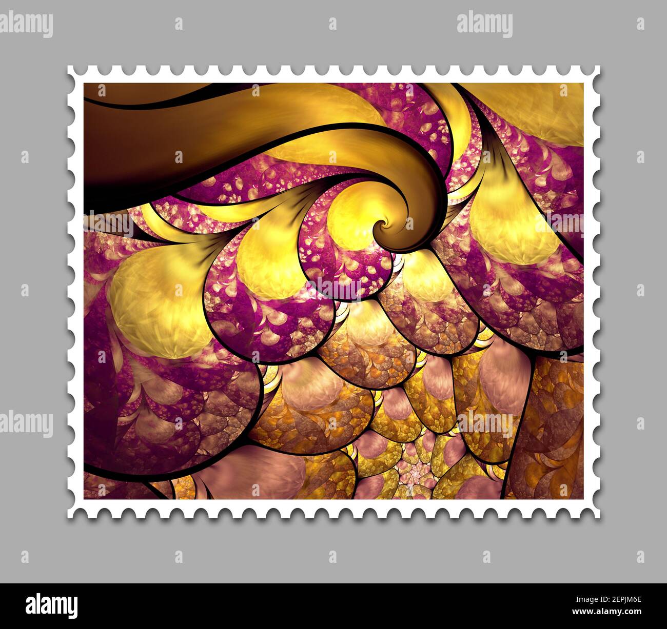 Computer generated stamp template with fractal artwork for creative use ...