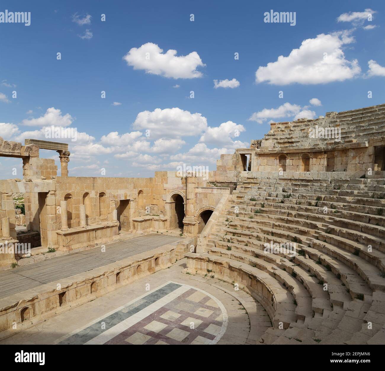 Amphitheater in Jerash (Gerasa of Antiquity), capital and largest city ...