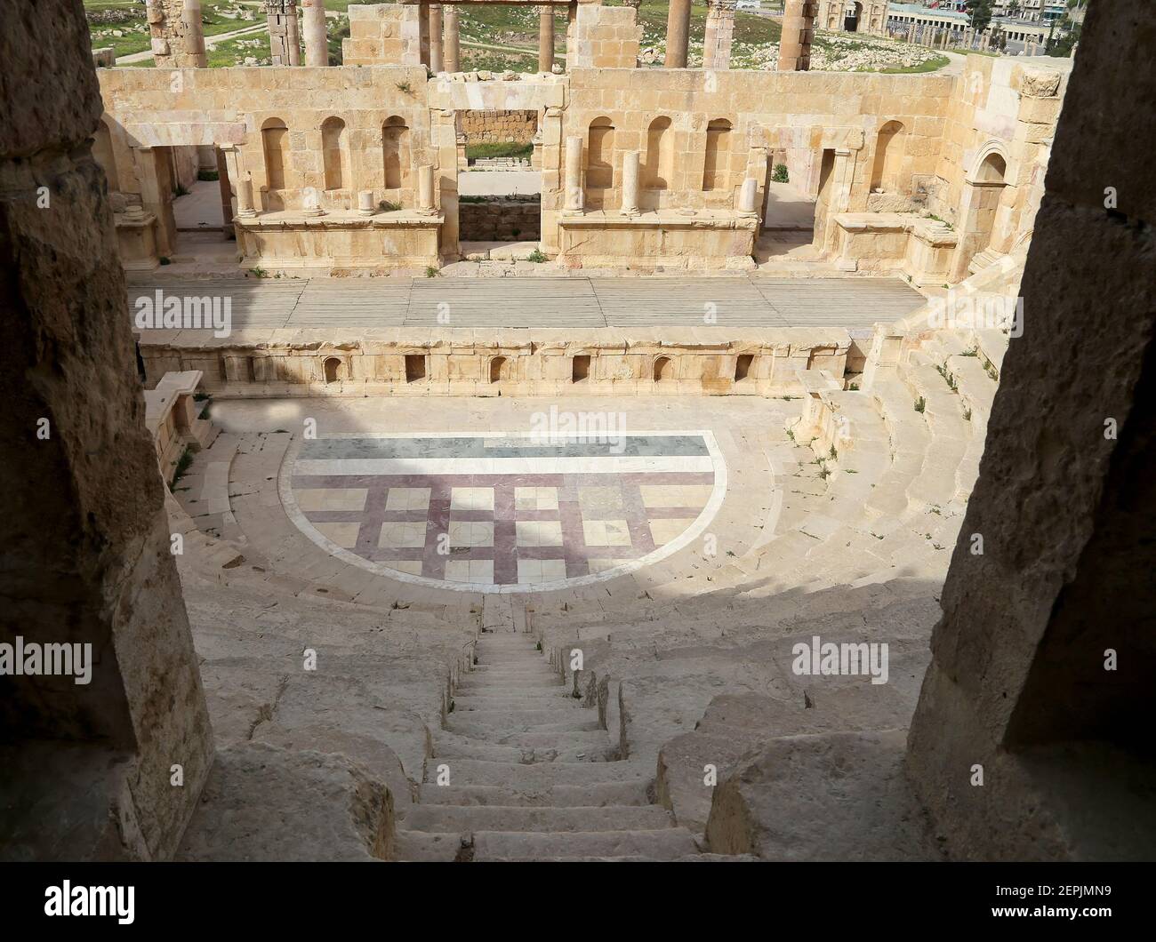 Amphitheater in Jerash (Gerasa of Antiquity), capital and largest city ...