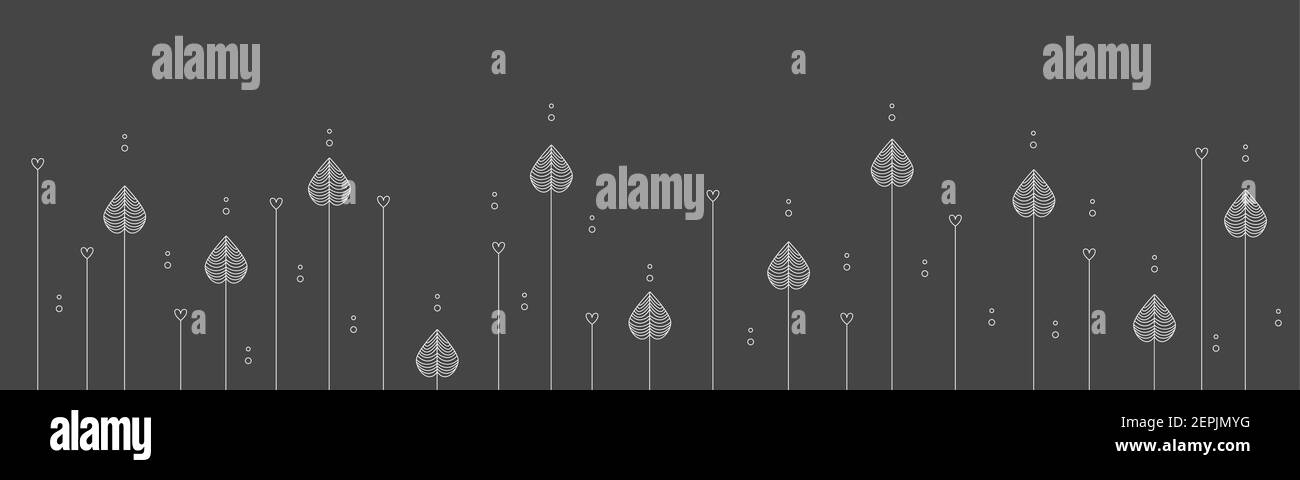 Elliptical leaves outlines and dots repeatable border design Stock ...