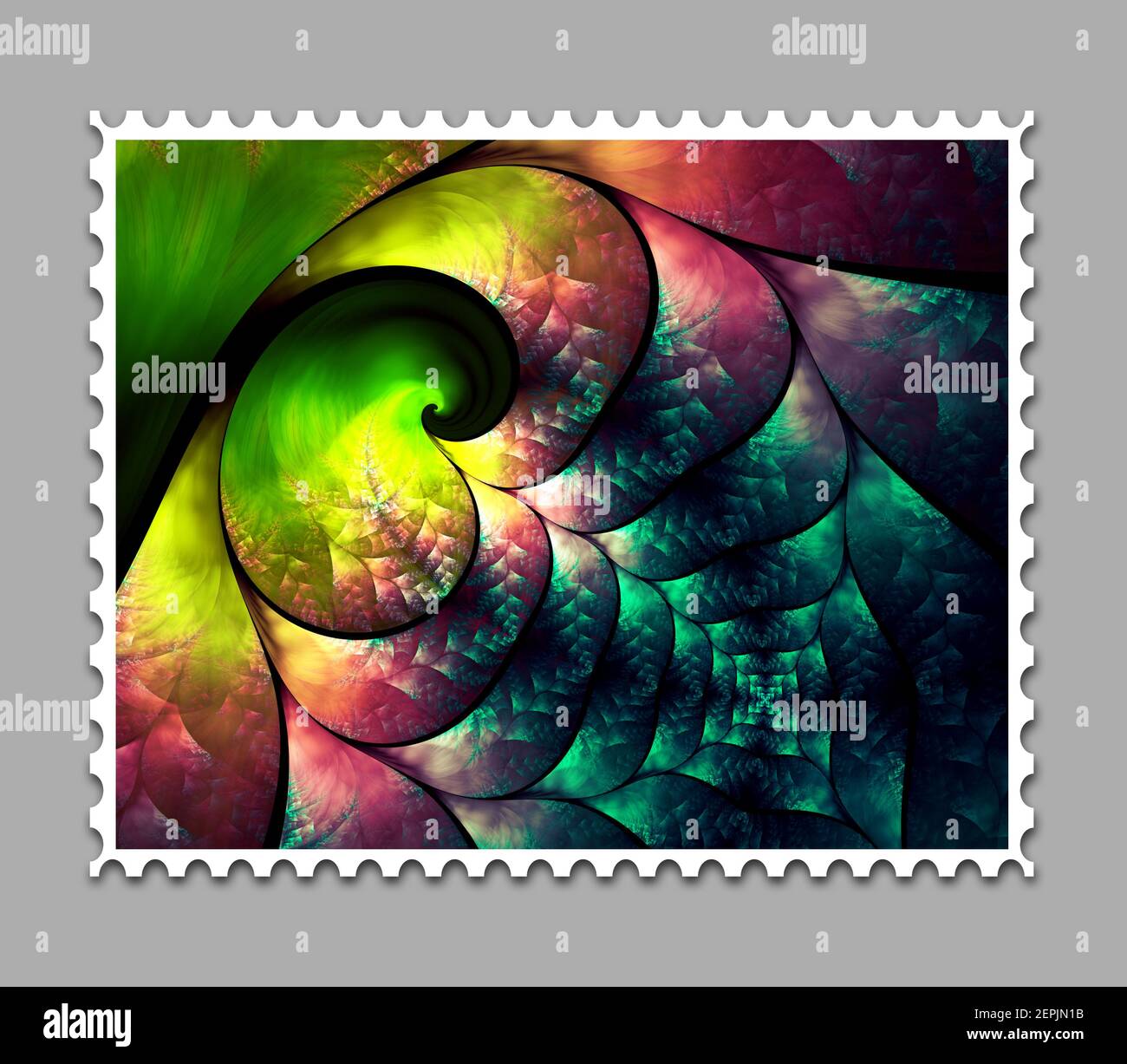 Computer generated stamp template with fractal artwork for creative use ...