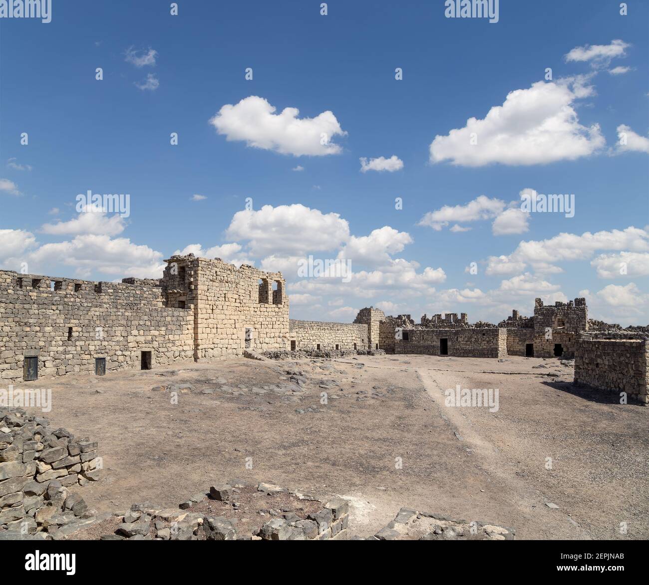 Ruins of Azraq Castle, central-eastern Jordan, 100 km east of Amman ...