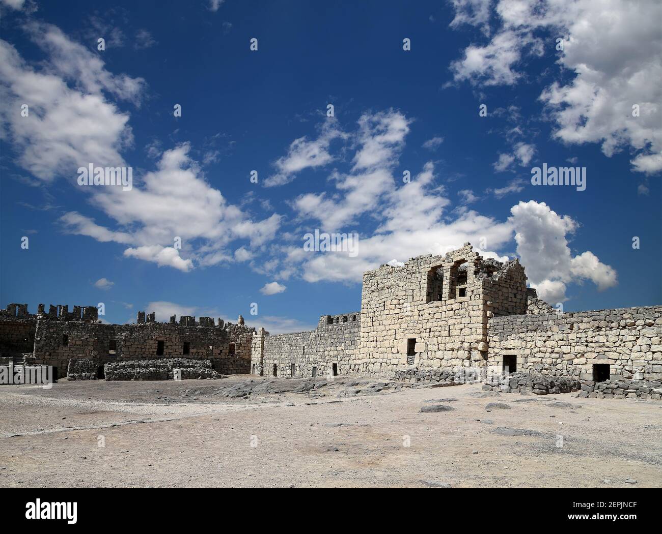 Ruins of Azraq Castle, central-eastern Jordan, 100 km east of Amman ...