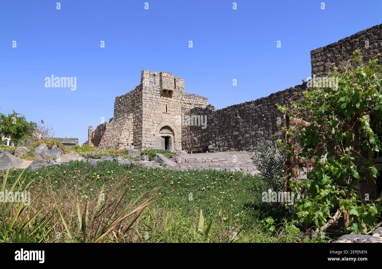 Ruins of Azraq Castle, central-eastern Jordan, 100 km east of Amman ...