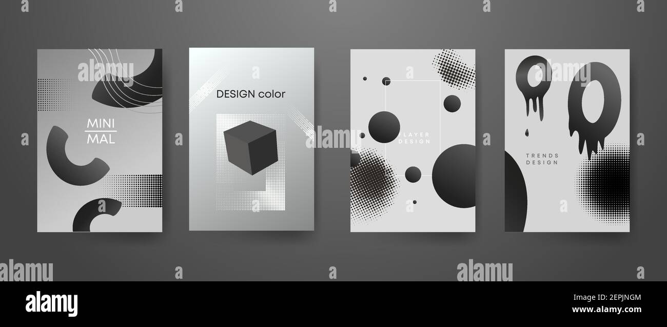 Abstract monochrome liquid shapes background. Gray futuristic design ...