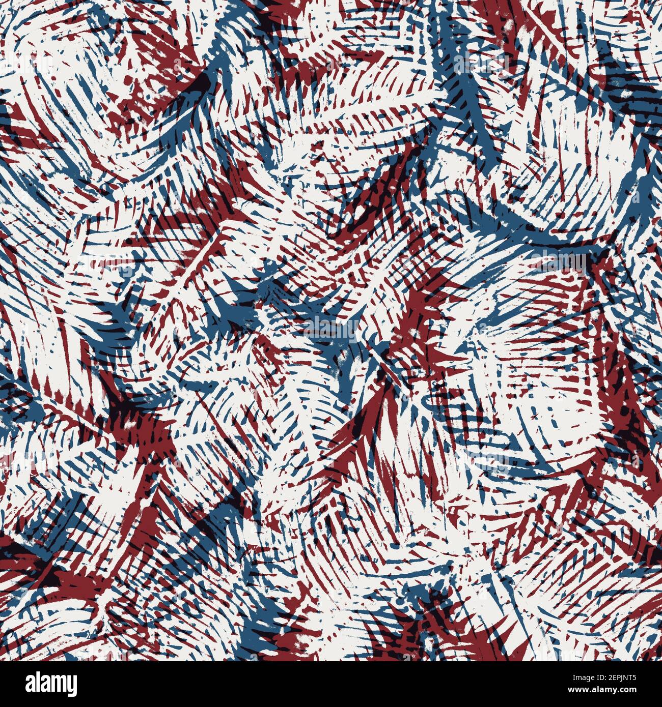 Seamless tropical pattern in red blue black white Stock Photo - Alamy