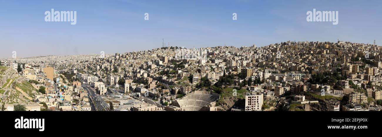 Panoramic view of Amman's skyline, Jordan Stock Photo - Alamy